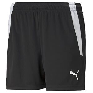 puma womens teamliga shorts, puma black-puma white, large us