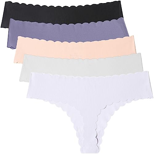 Wetopkim Women Seamless Thongs Panties Cotton Breathable Stretch T-back Solid Color Briefs Underwear