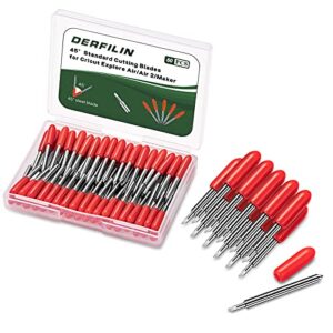 derfilin 60pcs fine point blades for explore air/air 2 maker 3/expression,45 degree standard vinyl fabric cutting replacement blades for cricut machines