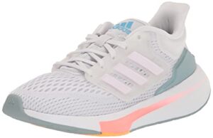 adidas women's eq21 running shoe, dash grey/almost pink/acid red, 8