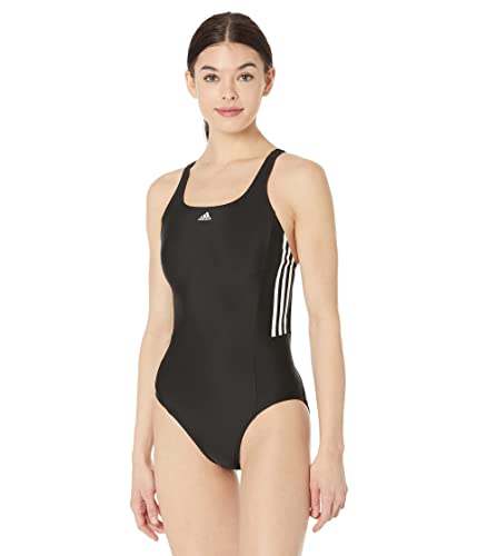 adidas womens Sh3.ro Mid 3-stripes One Piece Swimsuit, Black, 4 US