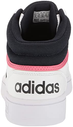 adidas Women's Hoops 3.0 Mid Basketball Shoe, White/Legend Ink/Rose Tone, 9.5