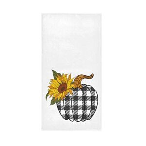 tamniee buffalo plaid pumpkin hand towels sunflower fall decor kitchen dish towel quality premium bathroom washcloth 30 x 15 inches for beach guest hotel spa gym sport yoga home