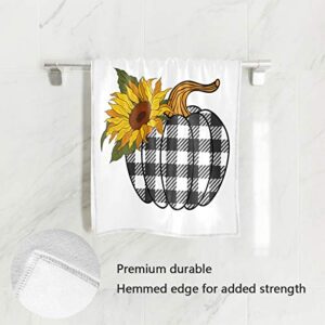 Tamniee Buffalo Plaid Pumpkin Hand Towels Sunflower Fall Decor Kitchen Dish Towel Quality Premium Bathroom Washcloth 30 x 15 Inches for Beach Guest Hotel Spa Gym Sport Yoga Home