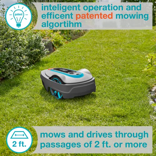 GARDENA 15002-41 SILENO City - Automatic Robotic Lawn Mower, with Bluetooth app and Boundary Wire, one of The quietest in its Class, for lawns up to 5400 Sq Ft, Made in Europe, Grey