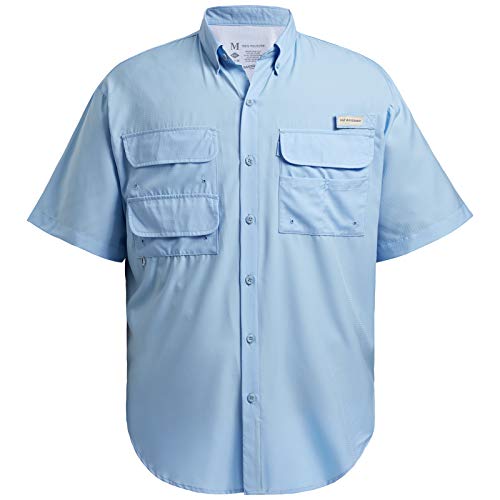 BASSDASH UPF 50 Men’s Fishing Dress Shirt Button Down Woven Short Sleeve Outdoor