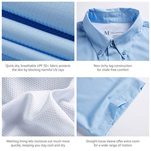 BASSDASH UPF 50 Men’s Fishing Dress Shirt Button Down Woven Short Sleeve Outdoor