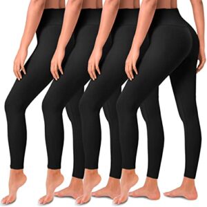 4 pack leggings for women butt lift high waisted tummy control slimming black no see-thru yoga pants workout running