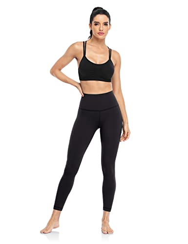 HeyNuts Essential 7/8 Leggings High Waisted Yoga Pants for Women, Buttery Soft Workout Pants Compression Leggings with Inner Pockets Black_25'' M(8/10)