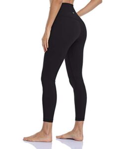 heynuts essential 7/8 leggings high waisted yoga pants for women, buttery soft workout pants compression leggings with inner pockets black_25'' m(8/10)