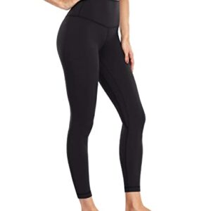 HeyNuts Essential 7/8 Leggings High Waisted Yoga Pants for Women, Buttery Soft Workout Pants Compression Leggings with Inner Pockets Black_25'' M(8/10)