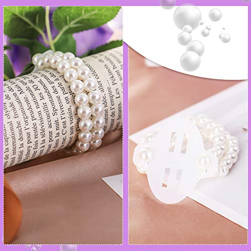 Hicarer 24 Pieces Elastic Pearl Wrist Bands Corsage Accessories Wedding Wrist DIY Faux Flowers Decor for Wedding Festival Beach Party