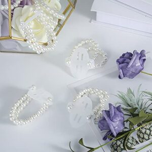 Hicarer 24 Pieces Elastic Pearl Wrist Bands Corsage Accessories Wedding Wrist DIY Faux Flowers Decor for Wedding Festival Beach Party