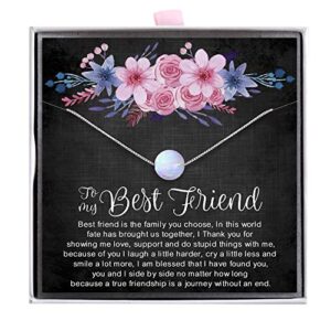 alovesoul best friend necklace, friendship necklace 925 sterling silver opal bead necklace women birthday jewelry gift ideas