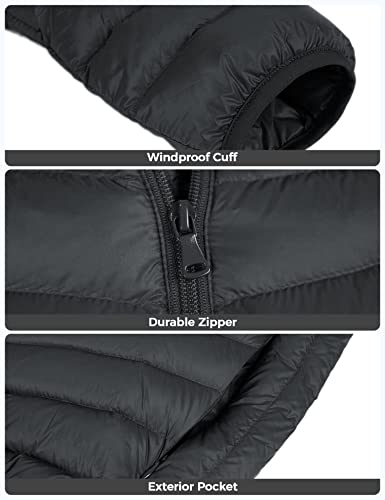 ZSHOW Men's Lightweight Packable Puffer Coat Hooded Warm Winter Jacket(Dark Grey,L)