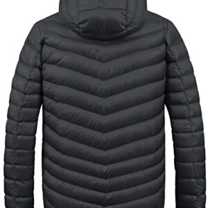 ZSHOW Men's Lightweight Packable Puffer Coat Hooded Warm Winter Jacket(Dark Grey,L)