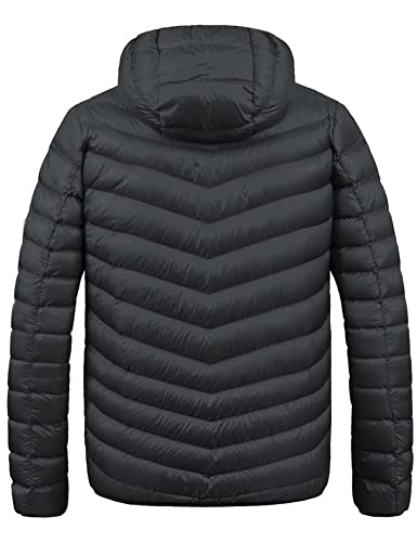 ZSHOW Men's Lightweight Packable Puffer Coat Hooded Warm Winter Jacket(Dark Grey,L)