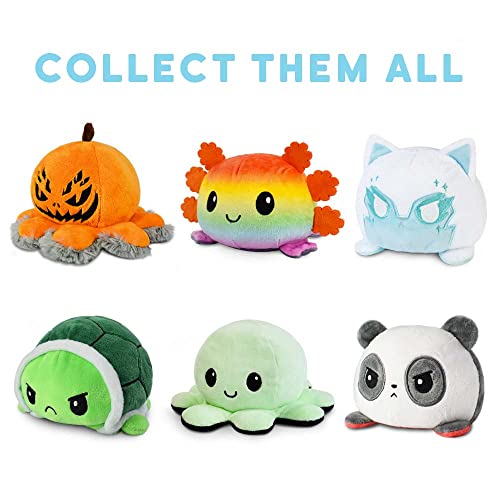 TeeTurtle - The Original Reversible Axolotl Plushie - Gray + Rainbow - Cute Sensory Fidget Stuffed Animals That Show Your Mood