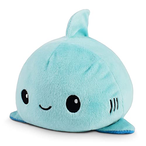 TeeTurtle - The Original Reversible Shark Plushie - Blue - Cute Sensory Fidget Stuffed Animals That Show Your Mood 3.5 inch