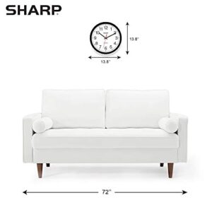 SHARP Wall Clock – Black, Silent Non Ticking 14 Inch Quality Quartz Battery Operated Round Easy to Read Home/Kitchen/Office/Classroom/School Clocks, Sweep Movement