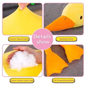 Goose Stuffed Animal Cute Duck Plush Toy Soft Goose Plushie Hugging Pillow Gift for Kids and Friends (White Round Eyes,25.6'')