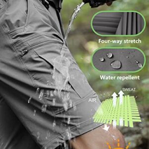 Shallowlulu Mens Cargo Hiking Shorts Water Resistant Quick Dry Lightweight Breathable Tactical Shorts with Nylon Belt(Grey 36W/10L)