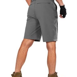 Shallowlulu Mens Cargo Hiking Shorts Water Resistant Quick Dry Lightweight Breathable Tactical Shorts with Nylon Belt(Grey 36W/10L)