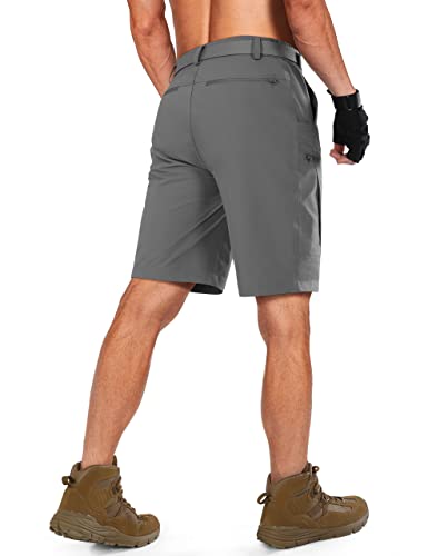 Shallowlulu Mens Cargo Hiking Shorts Water Resistant Quick Dry Lightweight Breathable Tactical Shorts with Nylon Belt(Grey 36W/10L)