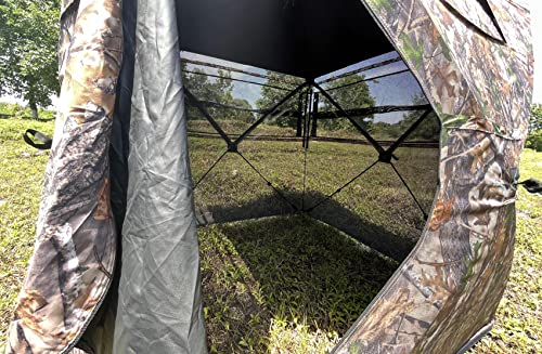 CROSS MARS Portable 2-3 Person 270 Degree See Through Hunting Blind Ground Camouflage Pop Up Hub Turkey Deer Blinds Tent