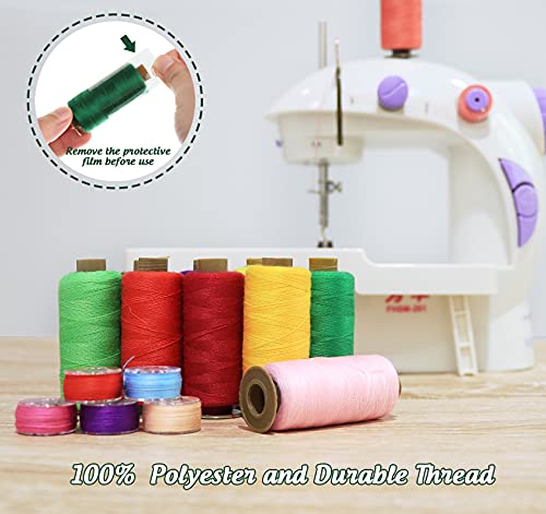 ilauke 95Pcs Bobbins Sewing Thread Kits, 400 Yards per Sewing Thread Polyester Spools with Case 45 Colors Sewing Supplies, Prewound Bobbin for Brother Singer Janome Hand & Machine Sewing