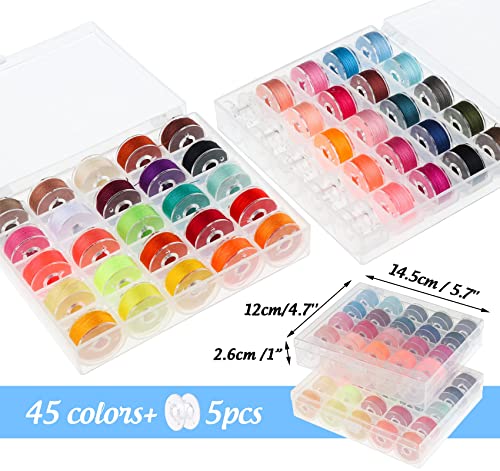 ilauke 95Pcs Bobbins Sewing Thread Kits, 400 Yards per Sewing Thread Polyester Spools with Case 45 Colors Sewing Supplies, Prewound Bobbin for Brother Singer Janome Hand & Machine Sewing