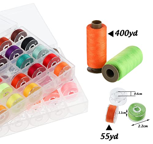 ilauke 95Pcs Bobbins Sewing Thread Kits, 400 Yards per Sewing Thread Polyester Spools with Case 45 Colors Sewing Supplies, Prewound Bobbin for Brother Singer Janome Hand & Machine Sewing