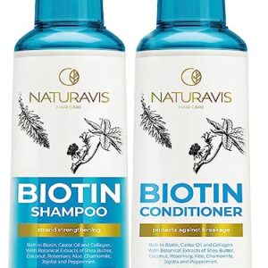 Biotin Shampoo and Conditioner Set with Castor Oil Sulfate Free for Men and Women - With Shea to Promote Intense Moisture for Hair