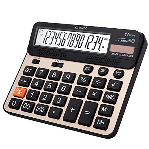 Large Button Calculator,Philley Large LCD Display 14 Digits Desktop Check&Correct Electronic Calculator(CT-9240C)