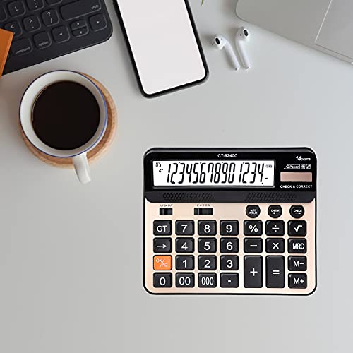 Large Button Calculator,Philley Large LCD Display 14 Digits Desktop Check&Correct Electronic Calculator(CT-9240C)