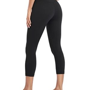 HeyNuts High Waisted Yoga Capris Leggings for Women, Buttery Soft Workout Cropped Pants Compression 3/4 Leggings 21'' Black S(4/6)