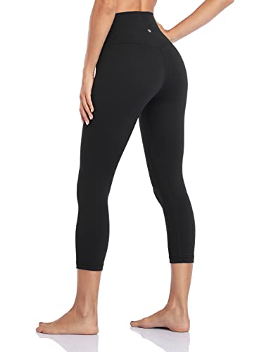 HeyNuts High Waisted Yoga Capris Leggings for Women, Buttery Soft Workout Cropped Pants Compression 3/4 Leggings 21'' Black S(4/6)