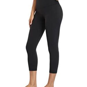 HeyNuts High Waisted Yoga Capris Leggings for Women, Buttery Soft Workout Cropped Pants Compression 3/4 Leggings 21'' Black S(4/6)