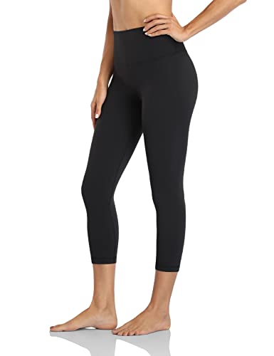 HeyNuts High Waisted Yoga Capris Leggings for Women, Buttery Soft Workout Cropped Pants Compression 3/4 Leggings 21'' Black S(4/6)