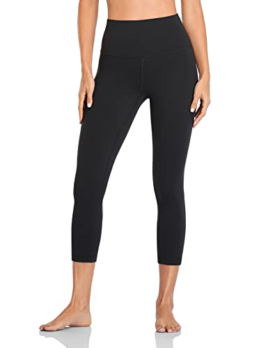 HeyNuts High Waisted Yoga Capris Leggings for Women, Buttery Soft Workout Cropped Pants Compression 3/4 Leggings 21'' Black S(4/6)