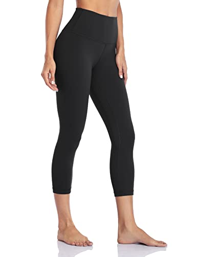 HeyNuts High Waisted Yoga Capris Leggings for Women, Buttery Soft Workout Cropped Pants Compression 3/4 Leggings 21'' Black S(4/6)