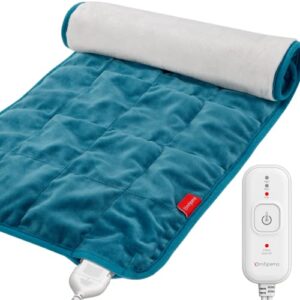 comfytemp full weighted heating pad for back pain & cramps relief, 2.2lb large electric heating pad for neck and shoulders, moist & dry heat therapy with auto shut off, stay on, 12x24", washable