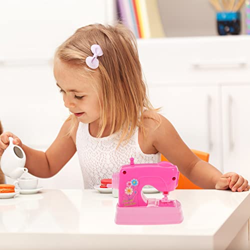 balacoo Kids Sewing Machine Toy Mini Sewing Machine Portable Sewing Machine Sewing Kit for Kids (Pink Without Battery)