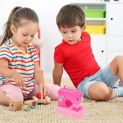 balacoo Kids Sewing Machine Toy Mini Sewing Machine Portable Sewing Machine Sewing Kit for Kids (Pink Without Battery)