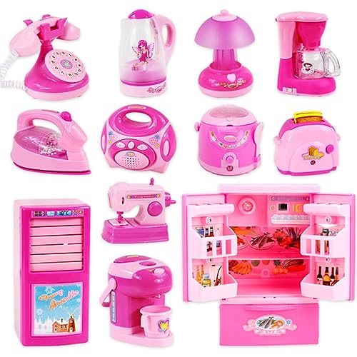 balacoo Kids Sewing Machine Toy Mini Sewing Machine Portable Sewing Machine Sewing Kit for Kids (Pink Without Battery)