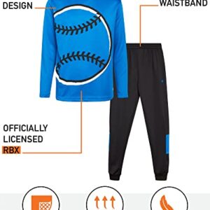 RBX Boys' Jogger Set - 2-Piece Thermal Sports Hoodie and Tricot Joggers (Size: 8-12), Size 8, Blue Baseball