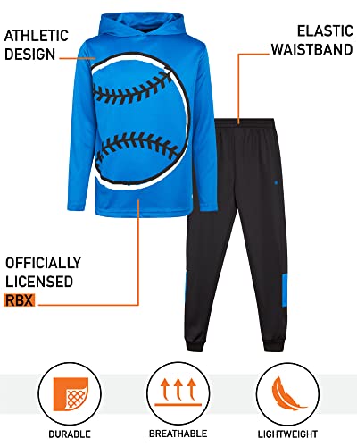 RBX Boys' Jogger Set - 2-Piece Thermal Sports Hoodie and Tricot Joggers (Size: 8-12), Size 8, Blue Baseball