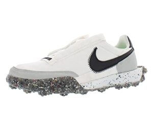 nike women's waffle racer crater shoes, summit white black photon dust 104, 7.5