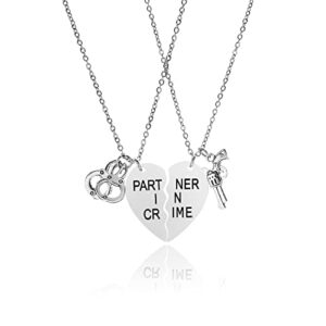 vonluxy best friend partners in crime necklaces for 2-bff friendship necklace handcuffs gifts for partner women teen girls best friend