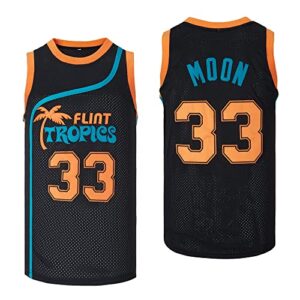 kekambas men's #33 moon flint tropics movie basketball jersey stitched black size l